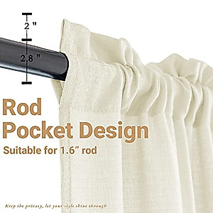 Yancorp Beige Curtains 96 Inch Length for Living Room 2 Panels Linen Textured Sheer Curtain Set Light Filtering Semi Sheer Drapes Curtains for Bedroom(Beige,W52 X L96)