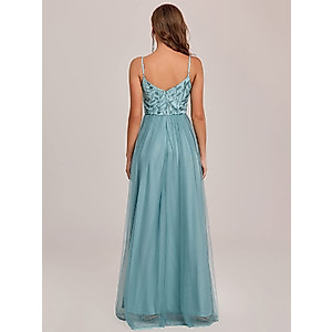 Ever-Pretty Women's Spaghetti Straps Sleeveless Maxi Dress Demin Blue US6