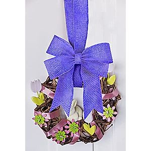 Purple Wired Burlap Ribbons 2.5" 10 Yards, Spring Solid Wired Edge Decoration Wired Ribbon Fabric Craft Ribbon Burlap Wrapping Ribbon for Holiday Wrapping DIY Craft Party Decoration Wreath Bow