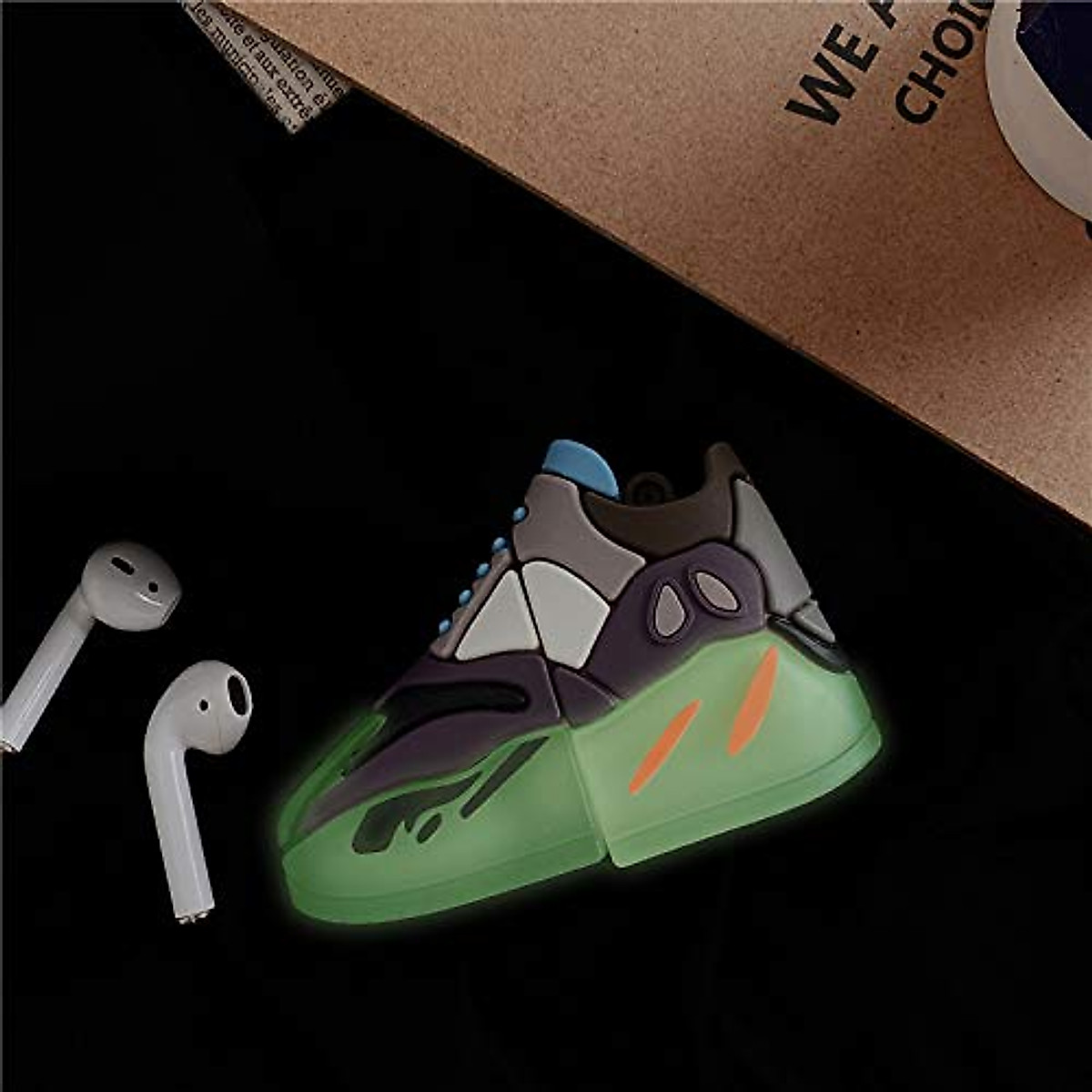 ZAHIUS Airpods Silicone Case Funny Cover Compatible for Apple Airpods 1&2 [3D Sneakers Shoe Design][Best Gift for Girl Boy] (Black)