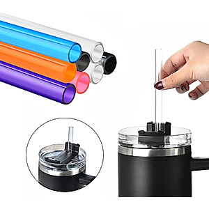 8 Pack Replacement Straws for 40 oz Stanley Adventure Travel Tumbler Cup, Reusable Straws Colored Plastic Straws with Cleaning Brush, Compatible with 40oz 30oz 20oz 14oz Stanley Water Jug, 12inch