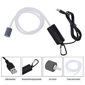 Adeeing Portable Mini USB Aquarium Fish Tank Oxygen Air Pump Mute Energy Saving Supplies Accessories (Black)