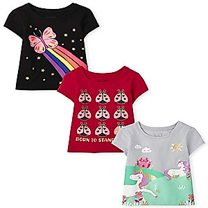 The Children's Place baby girls And Toddler Girl Short Sleeve Graphic T-shirt 3-pack T Shirt, Animals, 18-24 Months US