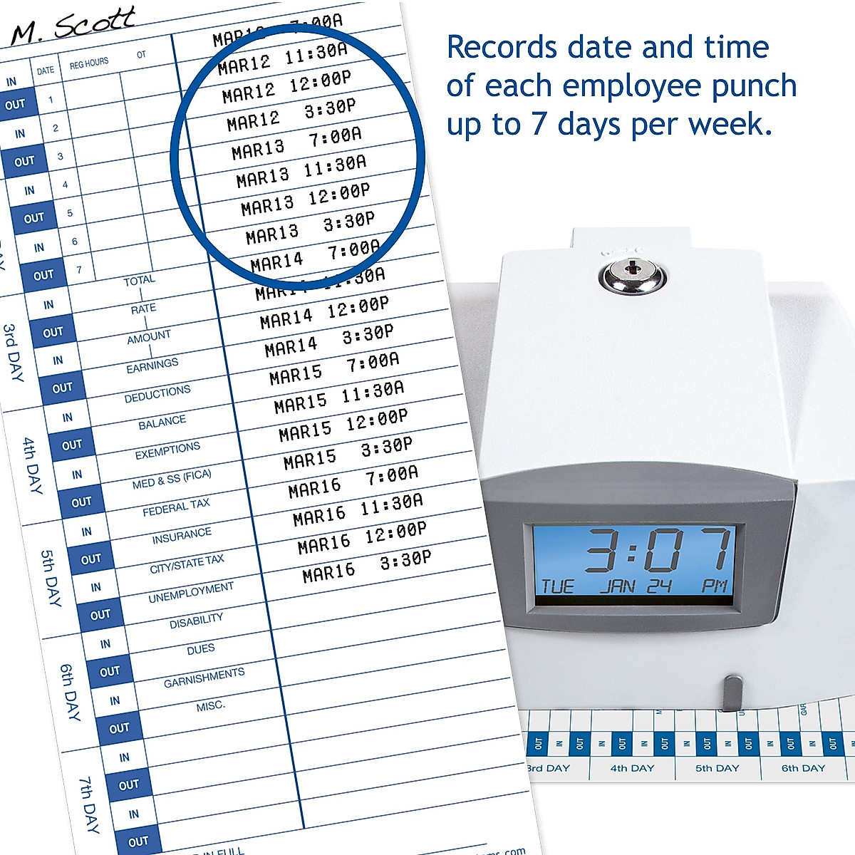 Pyramid™ 3500 Time Clock & Document Stamp, Gray/Charcoal