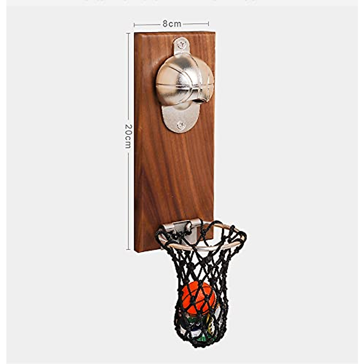 Wall-mounted magnetic bottle opener, wooden, Bottle cap catcher，Ideal Gift for Men and Beer Lovers