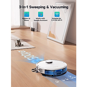 HONITURE Robot Vacuum and Mop Combo, Self Emptying Robotic Vacuum with Lidar Navigation, Smart App Mapping, 3500Pa Suction, Ideal for Pet Hair Carpet Hard Floor,Q6 SE