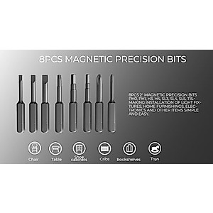 DongCheng 4V Cordless Electric Screwdriver, 2000mAh Battery Powered Rechargeable Screwdriver with 3 Torque Setting Up to 5N.m, 300RPM, Dual LED Lights, 8pcs 2-Inch Magnetic Screw Bits for Home DIY