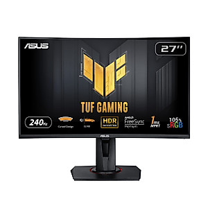 ASUS 27” 1080P TUF Gaming Curved HDR Monitor (VG27VQM) - Full HD, 240Hz, 1ms, Height Adjustable, Black