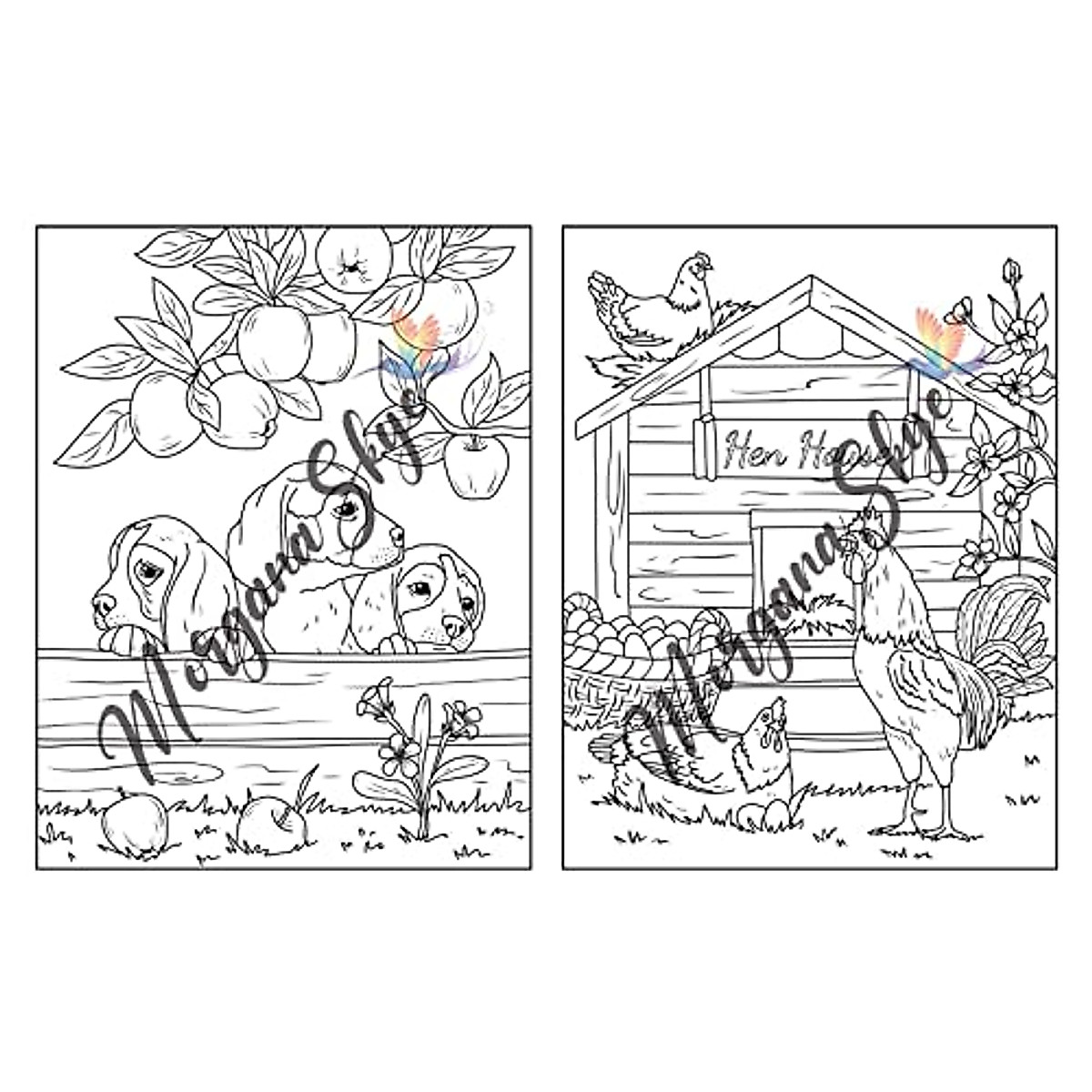 Farmhouse Coloring Book: Easy Countryside Designs with Cute Farm Animals, Beautiful Flowers and Relaxing Landscapes for Stress Relief and Relaxation