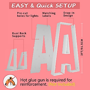 3FT Marquee Light Up Letters A, Big Marquee Letter for Graduation Baby Shower Birthday Engagement Wedding Marry Me Party Decoration Backdrop