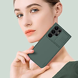 Nillkin for Samsung Galaxy S23 Ultra Case with Camera Cover, Silicone Ultra Slim Shockproof Protective Phone Case, [Microfiber Lining, Slide Camera Protection] Alpine Green