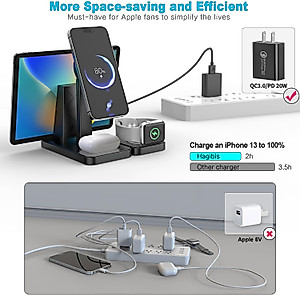 4 in 1 Wireless Charging Station for Apple Multiple Devices, Magnetic Fast Mag-Safe Multi Charger Stand for Apple Products iPhone 15 14 13 12 Series, Watch 8 7 6 5 4 3 2 1 AirPods 2 3 4 5
