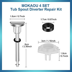 4 Set Tub Spout Diverter Repair Kit for Tub Spout Replacement with O-Ring & Gasket, Diverter Repair Kit-Tub Faucet Repair Replacement Parts for Broken or Leaking Repairs(Silver)