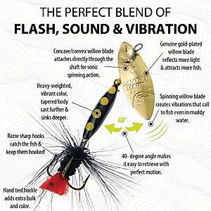 Panther Martin PMWSRF_4_GBK WillowStrike Regular Fly Spinners Fishing Lure - Gold/Black Fly - 4 (1/8 oz)