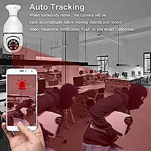 2 Pack Wireless WiFi Light Bulb 1080p Security Camera - 2.4GHz WiFi Smart 360 Camera for Indoor and Outdoor, Light Socket Camera with Real-time Motion Detection and Alerts, Night Vision
