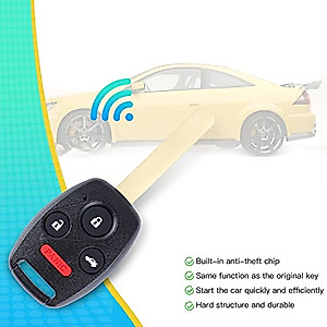 Keyless Entry Remote Uncut Car Ignition Key Fob Replacement for Vehicles 2003-2007 Honda Accord That Use 4 Buttons OUCG8D-380H-A 35111-SHJ-305 ID46 Chip,Set of 2