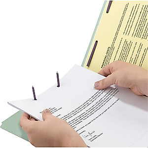 Smead Pressboard File Folder with SafeSHIELD® Fasteners, 2 Fasteners, 1/3-Cut Tab, 2" Expansion, Legal Size, Gray/Green, 25 per Box (19934)