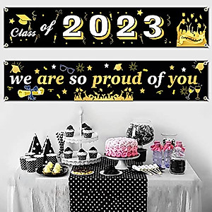 Class of 2023 Graduation Decorations - 2 Pcs Congrats Grad Banners Graduation Party Supplies, 2023 Graduation Banners Party Backdrop For Indoor & Outdoor, Graduation Yard Sign/Graduation Gifts/Party Favors