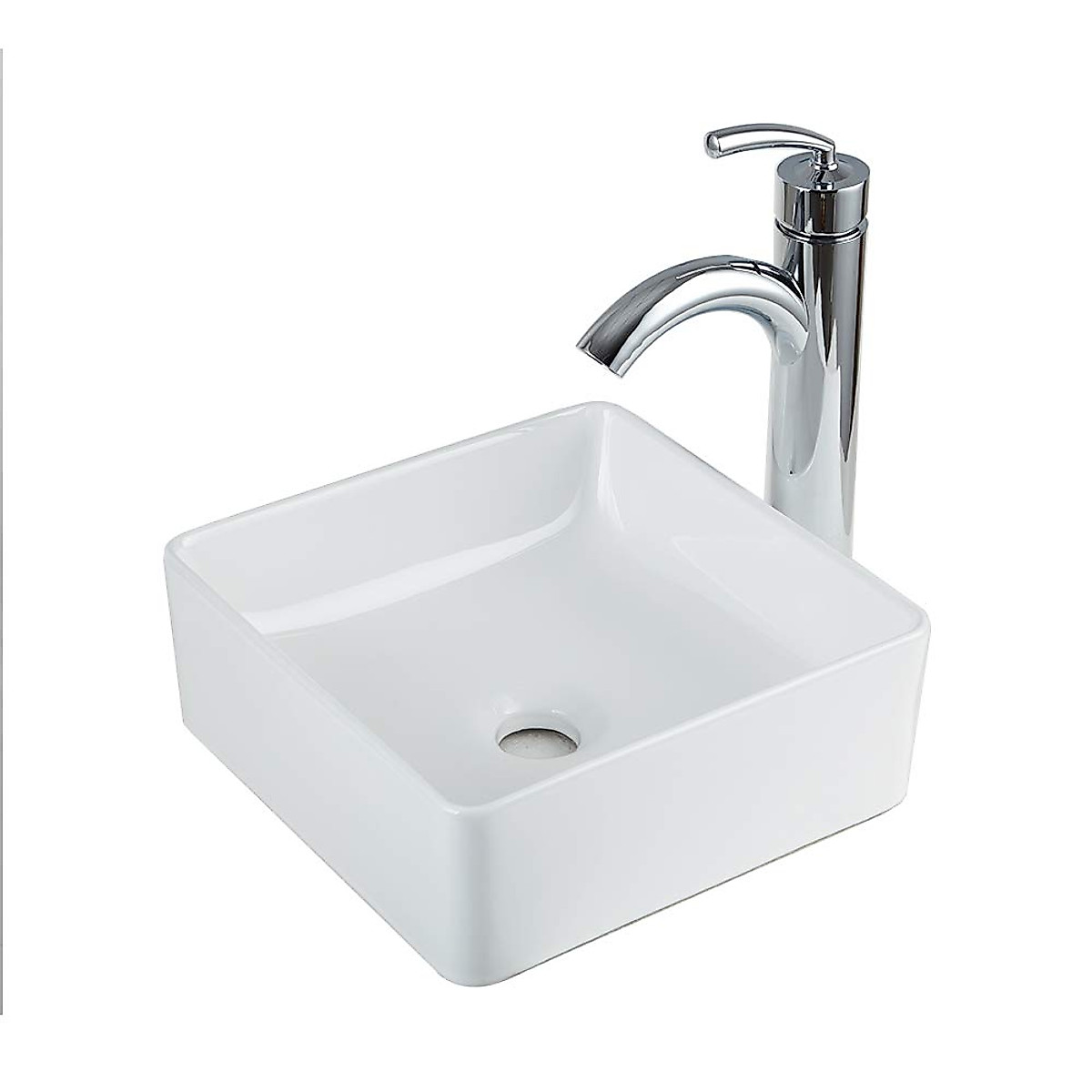 AWESON Square Vessel Sink 11.8 inch x 11.8 inch, Above Counter Vessel Sink, Small Bathroom Sink Square, Ceramic
