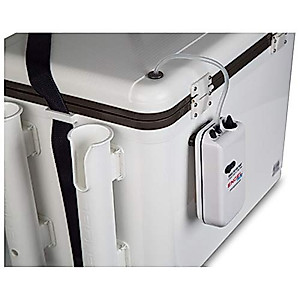 Engel 30qt Live Bait Cooler Box with 2nd Gen 2-Speed Portable Aerator Pump and 4 x Fishing Rod Holder Attachments. Fishing Bait Station and Minnow Bucket in LBC30-RH in White