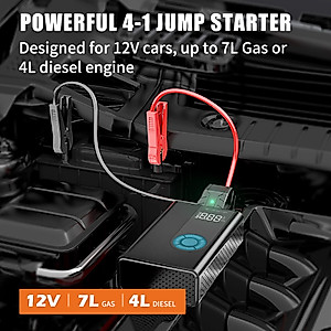 Jump Starter with Air Compressor, 1500A Potable Battery Booster with 150PSI Digital Auto Tire Inflator, 12V Car Battery Charger with USB Quick Charge 3.0(Up 7.0L Gas/4.0L Diesel Engine)