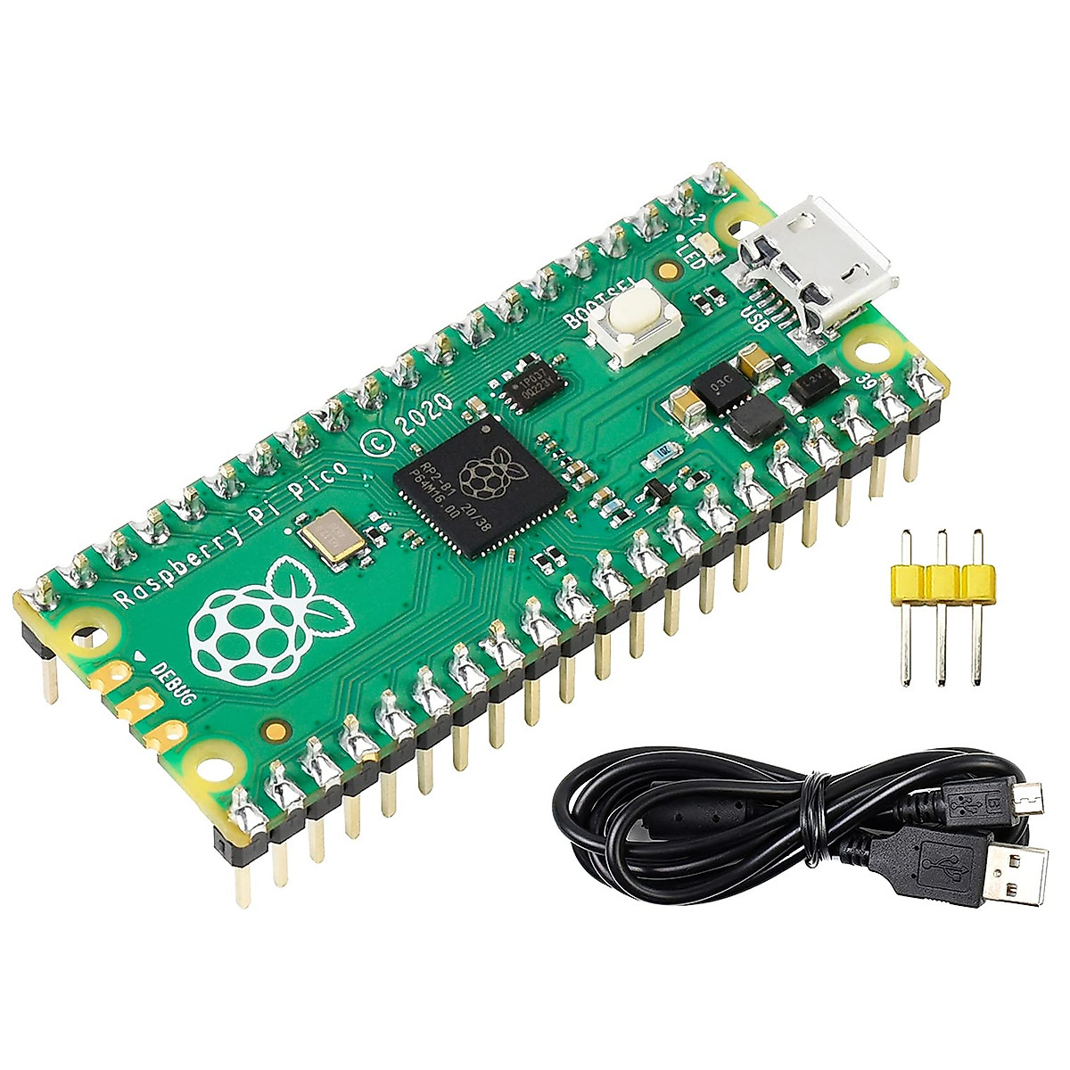 BFab, Raspberry Pi Pico with Pre-Soldered Color Header Microcontroller Development Board,Based on Raspberry Pi RP2040 Chip,Dual-Core ARM Cortex M0+ Processor
