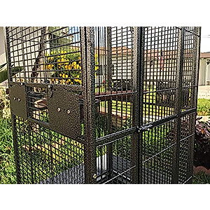 Large Elegant Wrought Iron Open Dome Play Top Bird Parrot Cage, Include Metal Seed Guard Solid Metal Feeder Nest Doors