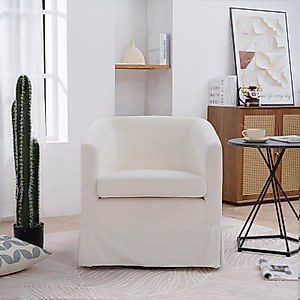 ATGHYURT 27.36" Modern Wide Swivel Chair Comfy Lounge Chair Recliner Chair Mid-Century Accent Chair Modern Retro Leisure Chair Comfortable Breathable Fabric for Reading, Living Room and Bedroom