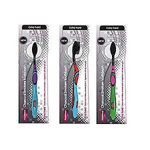 TOPMED ETS Smokers Charcoal Toothbrush Extra Hard (Color May Vary) 1 Count