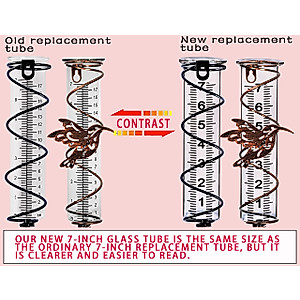 BIUWING 7" Capacity Glass rain Gauge Replacement Tube for Outdoors Yard Garden with Lip, Best Rated, Easy to Read (2 pcs)