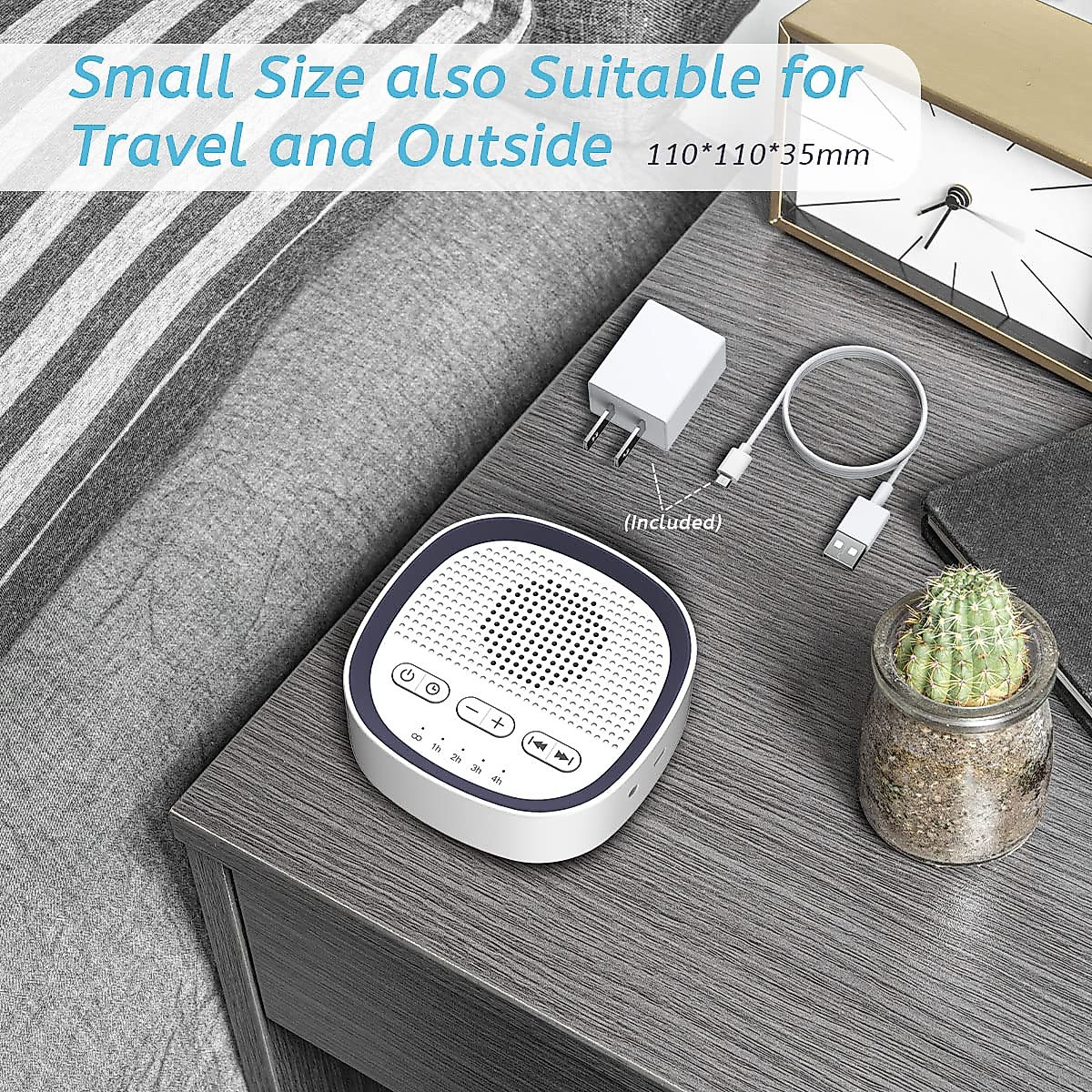 Sleep White Noise Machine Sound Machines Therapy with 30 Soothing Sounds 3.5 mm Headphone Jack 5 Timer Settings and 32 Precise Volume Compact Design Memory Function Gift for Home Office Travel