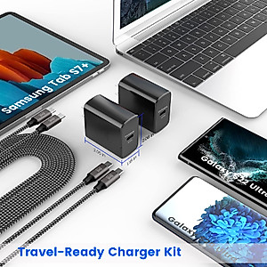 45W Super Fast Charger Type C, [2 Pack] 45 Watt USB-C Charger PD/PPS Wall Charging Block for Samsung Galaxy S25 Ultra/S25+/S25/S24/S23 Ultra/S23+/S22 Ultra/S22+/S20 Ultra, Tab S8(with 2X 10ft Cable)