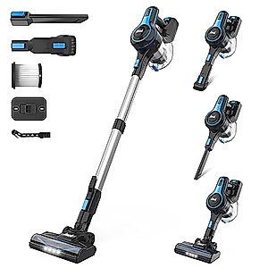 INSE Cordless Vacuum Cleaner, 6-in-1 Rechargeable Stick Vacuum with 2200 m-A-h Battery, Powerful Lightweight Cordless Vacuum Cleaner, Up to 45 Mins Runtime, for Home Hard Floor Carpet Pet Hair-N5S