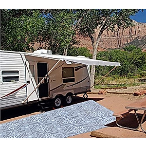 UrbanPatch RV Patio Mat | Camping Outdoor Rug Extra Large | 9x18' Thick Woven Reversible Mat | Washable Camper Carpet for Outside