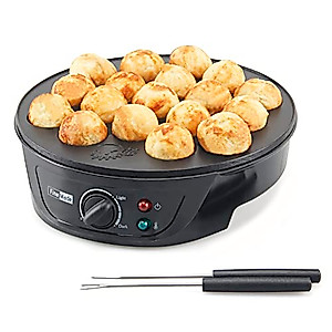 FineMade Takoyaki Maker Pan with Temperature Control, Tools and Recipes, Make 18 Japanese Octopus Balls at once, Easy to Use and Store