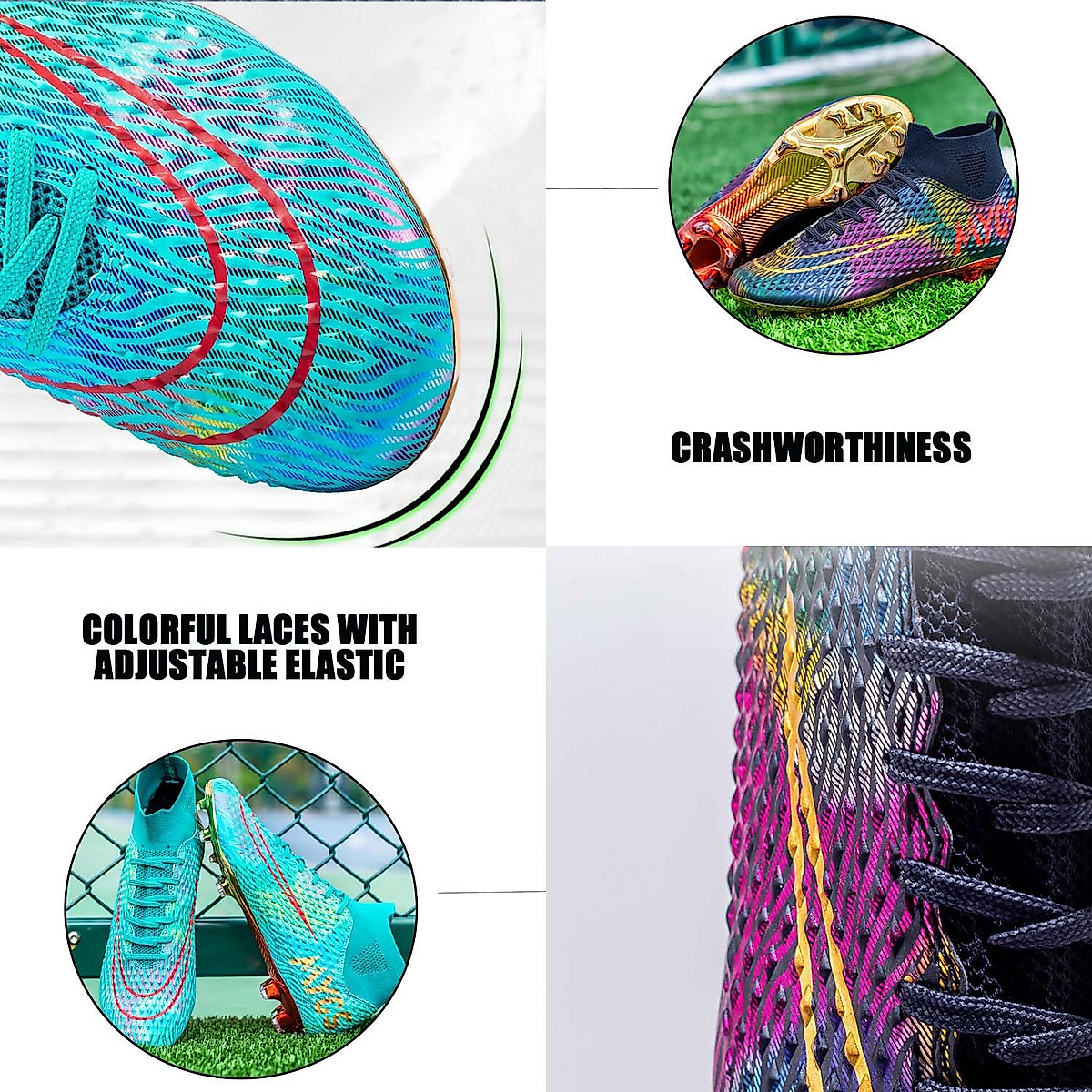 MEBAMY Unisex Cleats Soccer Shoes for Big Boy AG High-top Spikes Football Shoes for Younth Outdoor and Indoor Soccer Training Special Football Boots Anti Skid and Shockproof Soccer Cleats Green