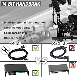 Hottoby USB handbrake,64 Bit PC Handbrake for Logitech G920 G25 G27 G29 Thrustmaster T500RS Sim Racing Handbrake with Clamp