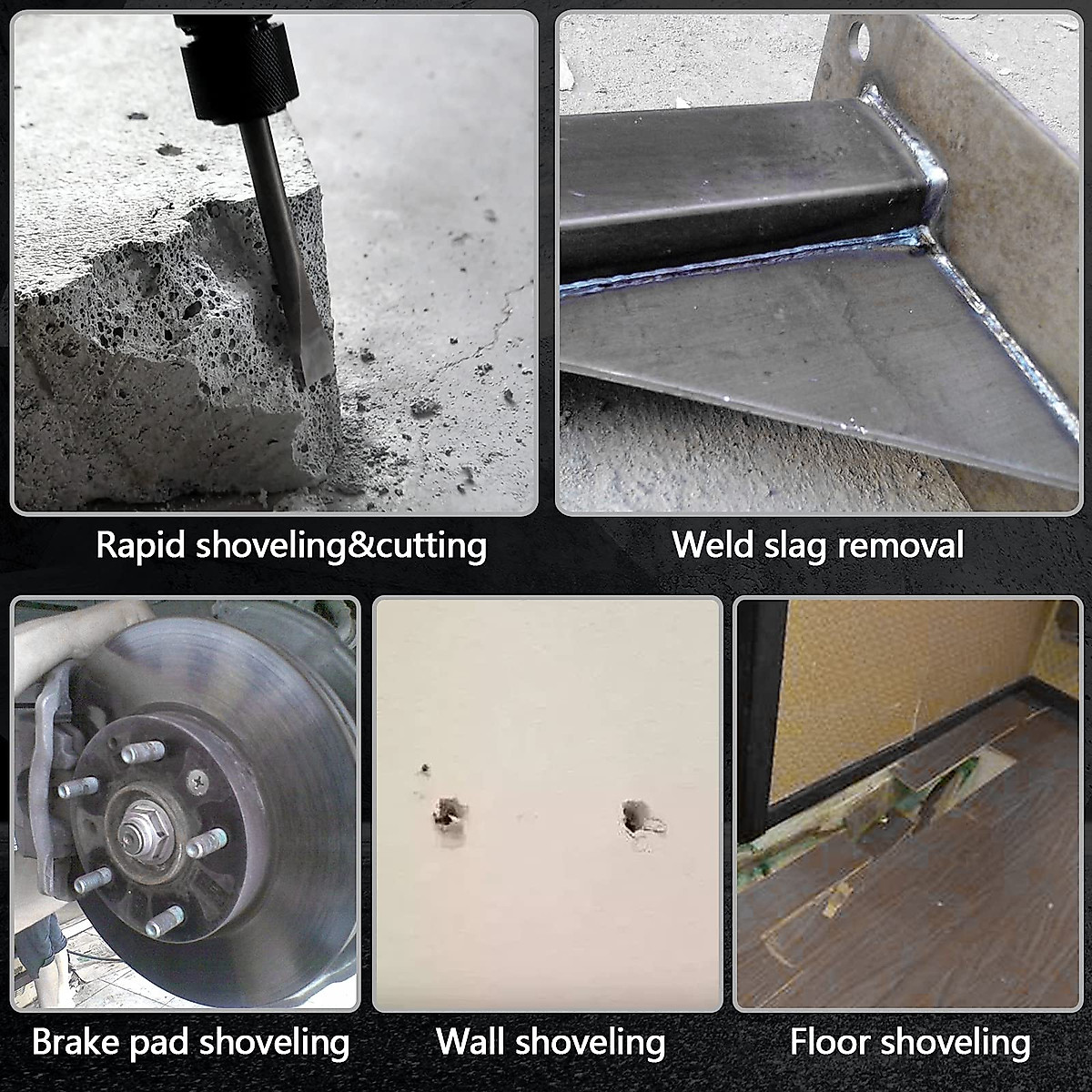 YON.SOU. 13-piece Air Hammer Set with 5pcs Chisels, Quick Change Retainer and Spring Retainer, 3500BPM Air Chisel Hammer with Rubber Sleeve Handle, Heavy Duty Air Hammer Kit