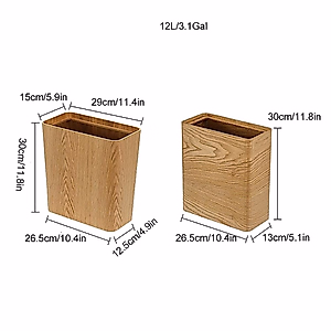 UOXOO Garbage Can Walnut/Curved Willow Trash Can Wastebasket Square Garbage Bin for Living Room, Bedroom,Bathroom/Black Walnut