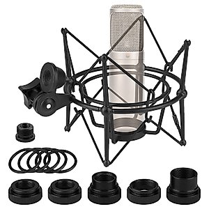 Geekria for Creators Microphone Shock Mount Compatible with Rode NT-USB, NT1-A, NT2-A, NT1000, NT2000, Procaster, K2, Mic Anti-Vibration Suspension Adapter Clamp Mic Holder Clip (Black/Metal)