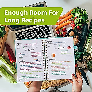 YHCFLY Recipe Book to Write in Your Own Recipes, Sprial Personal Blank Recipe Book, Make Your Own Family Cookbook & Recipe Notebook Organizer, A5 Hardcover, stores 120 recipes- Green