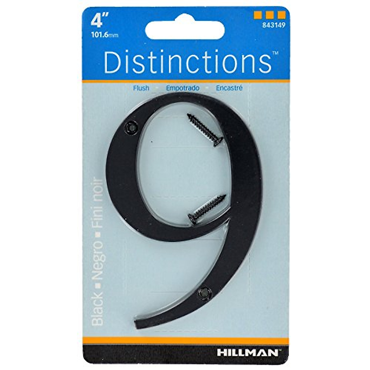 Distinctions 843149 Black Flush-Mount 4-Inch House Number 9