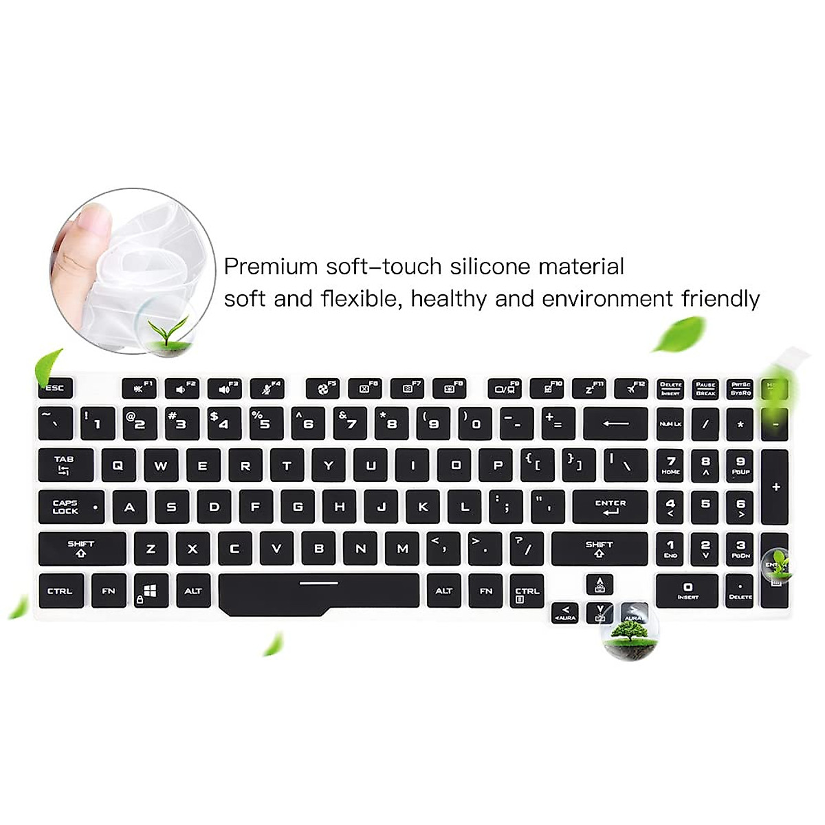 Keyboard Cover for ASUS TUF Gaming F15 FX506LH / TUF Gaming A15 TUF506IU-ES74 TUF506IV-AS76 FA506IH-AS53, ASUS TUF Gaming F17 A17 TUF706IU FX706LI-ES53 RS53 FX706HC FX706HE Laptop Keyboard Skin, Black