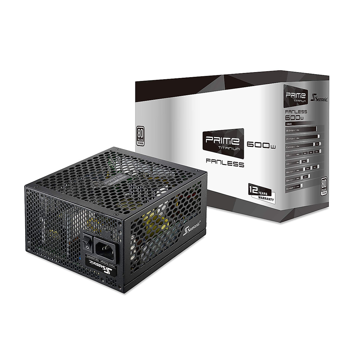Seasonic PRIME 600 Titanium SSR-600TL 600W 80+ Titanium ATX12V & EPS12V Fanless Super Quiet 12 Year Warranty Power Supply