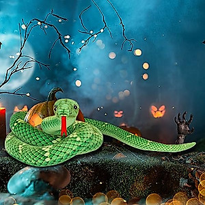 80 Inch Giant Snake Plush Large Realistic Snake Stuffed Animal Toy Lifelike Boa Constrictor Gifts for Kids Birthday Jungle Party Prank Props (Green)