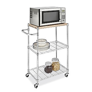 Whitmor Supreme Kitchen and Microwave Cart Wood & Chrome 13.25 x 27.5 x 33.5 inches