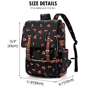 Junlion Slim Laptop Backpack College Student School Bag Travel Rucksack Daypack Mushroom