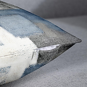 Emvency Set of 2 Throw Pillow Covers Modern Abstract Painting Blue White and Gray Decorative Sofa Pillow Cases Home Decor Standard Square 24x24 Inches Pillowcases