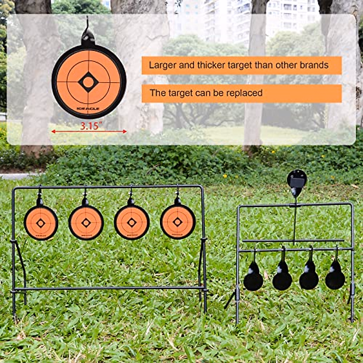 Ideagle BB Gun Targets, Auto Resetting Metal Spinning Target Airsoft Plinking Target Rated for .177 to .20 Caliber Pellet Gun