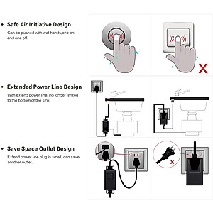 Garbage Disposal Air Switch Kit, Sink Top Waste Disposer On/Off Switch with Aluminum Alloy Power Module (LONG BRUSHED NICKEL STAINLESS STEEL BUTTON) by CLEESINK